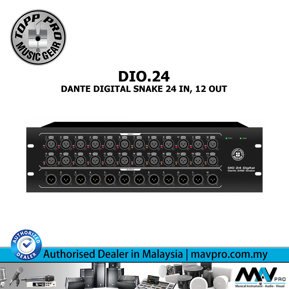 Topp Pro DIO.24 DANTE Digital Snake 24 In, 12 Out (DIO24 / DIO-24) l Mavpro Malaysia